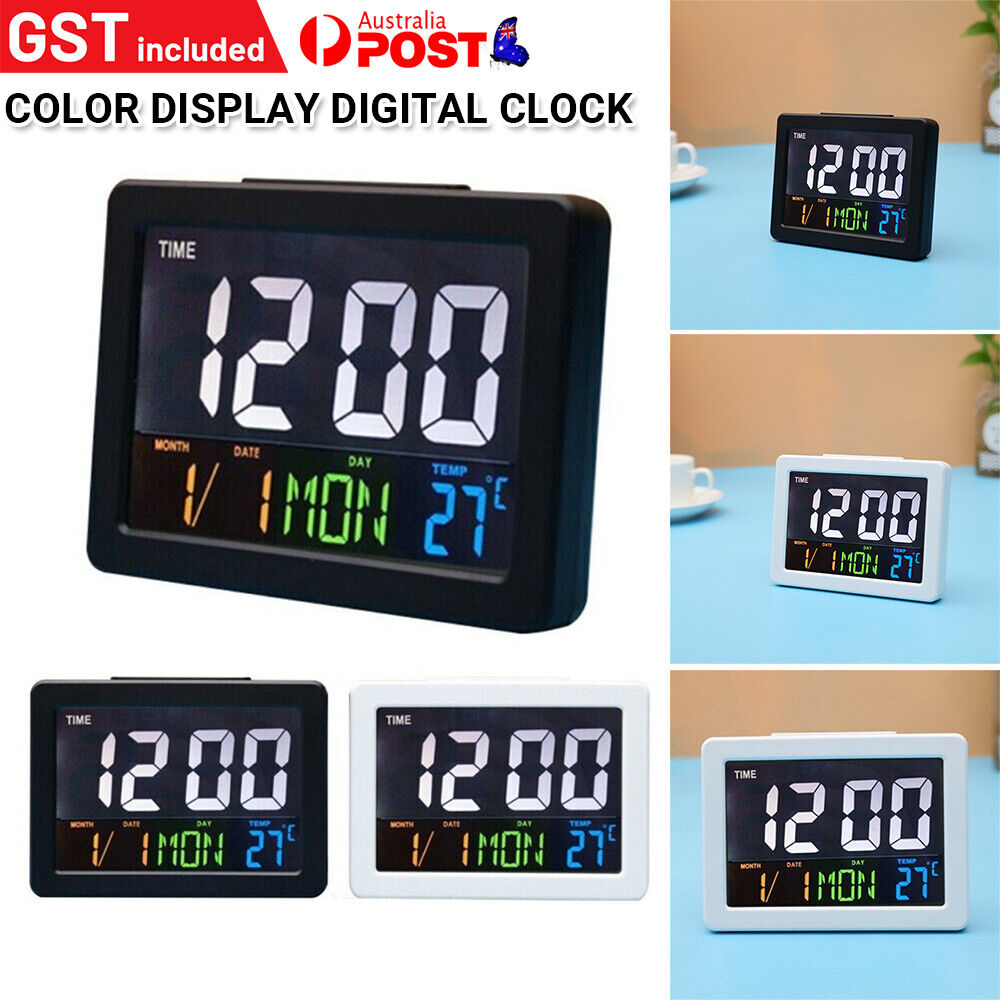 Digital Home Large Big Jumbo LED Wall Desk Clock With Calendar Tempera ...