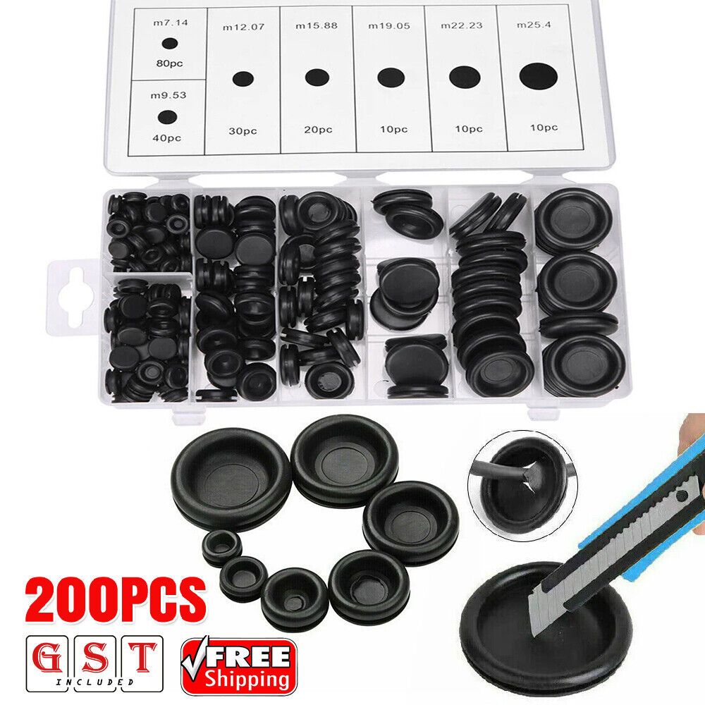200 Pcs Auto Rubber Grommet Assortment Set Fastener Kit Blanking 7 Pop ...