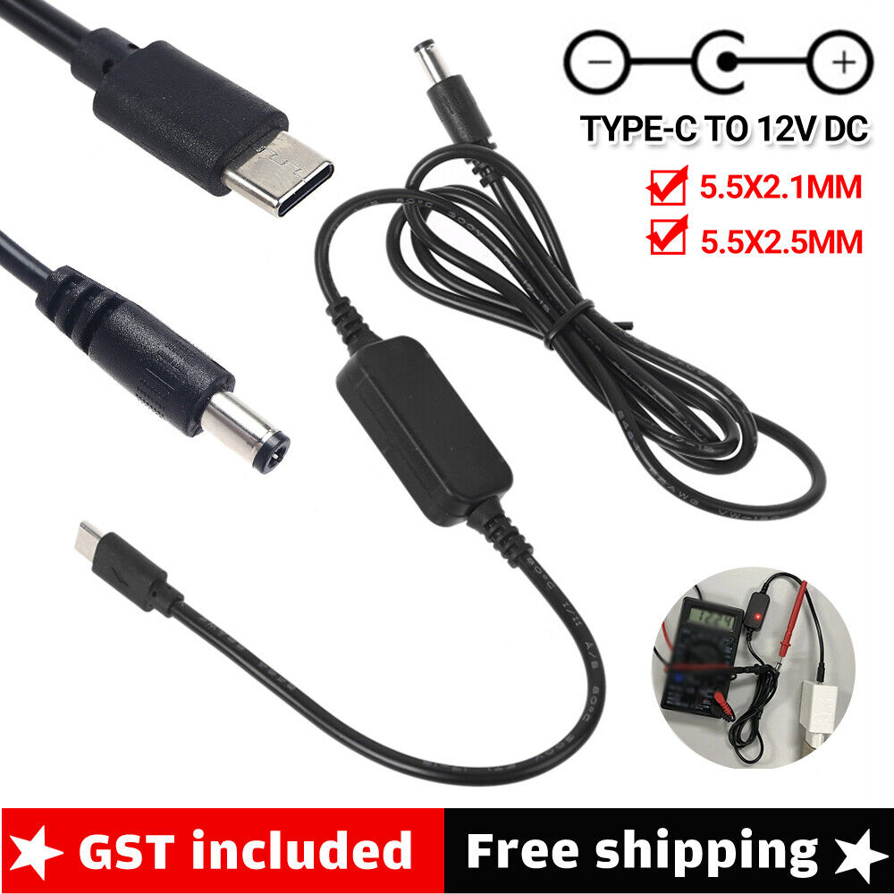 USB Type-C to 12V DC 5.5mm*2.5mm 5.5mm*2.1mm Adapter Cable USB-C PD Ch ...