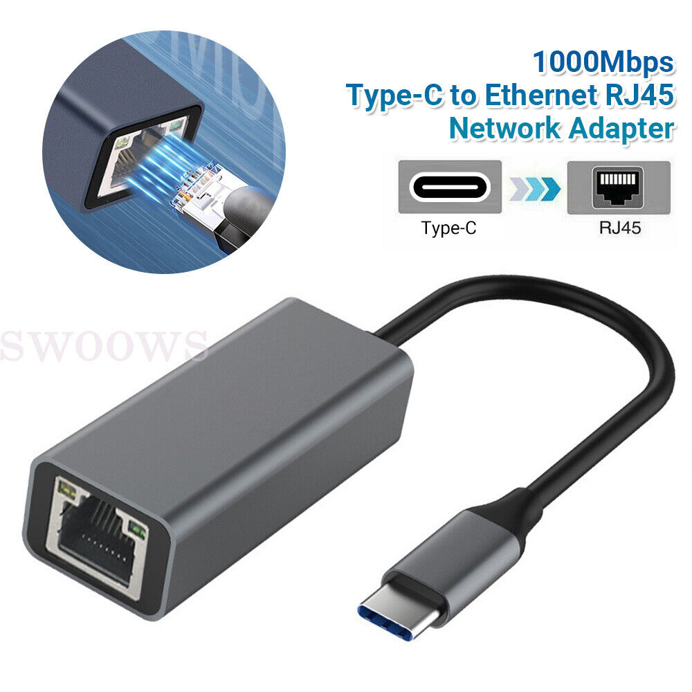 1000Mbps USB-C Type-C to Ethernet RJ45 Gigabit LAN Network Adapter Cab ...
