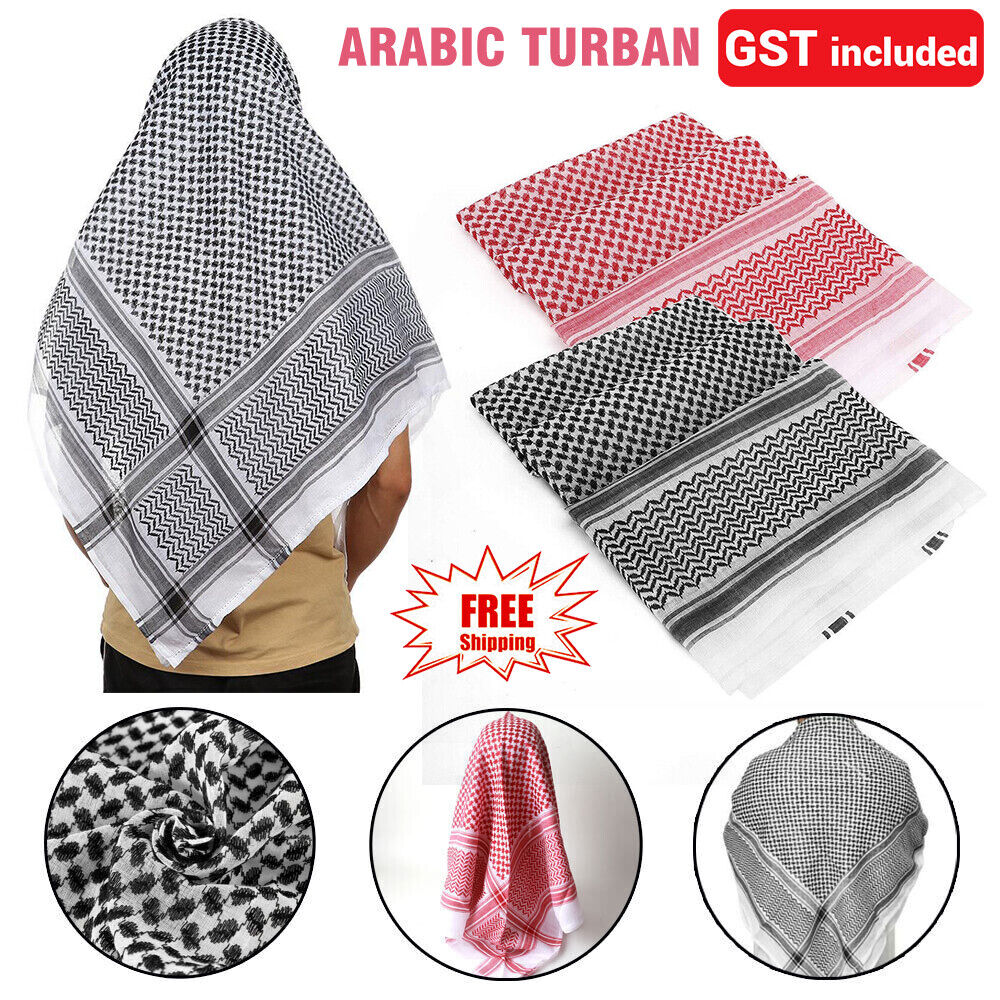 Arabic Turban Hijab Muslim Shemagh Scarf Palestine Bandana Arab Kafiya ...