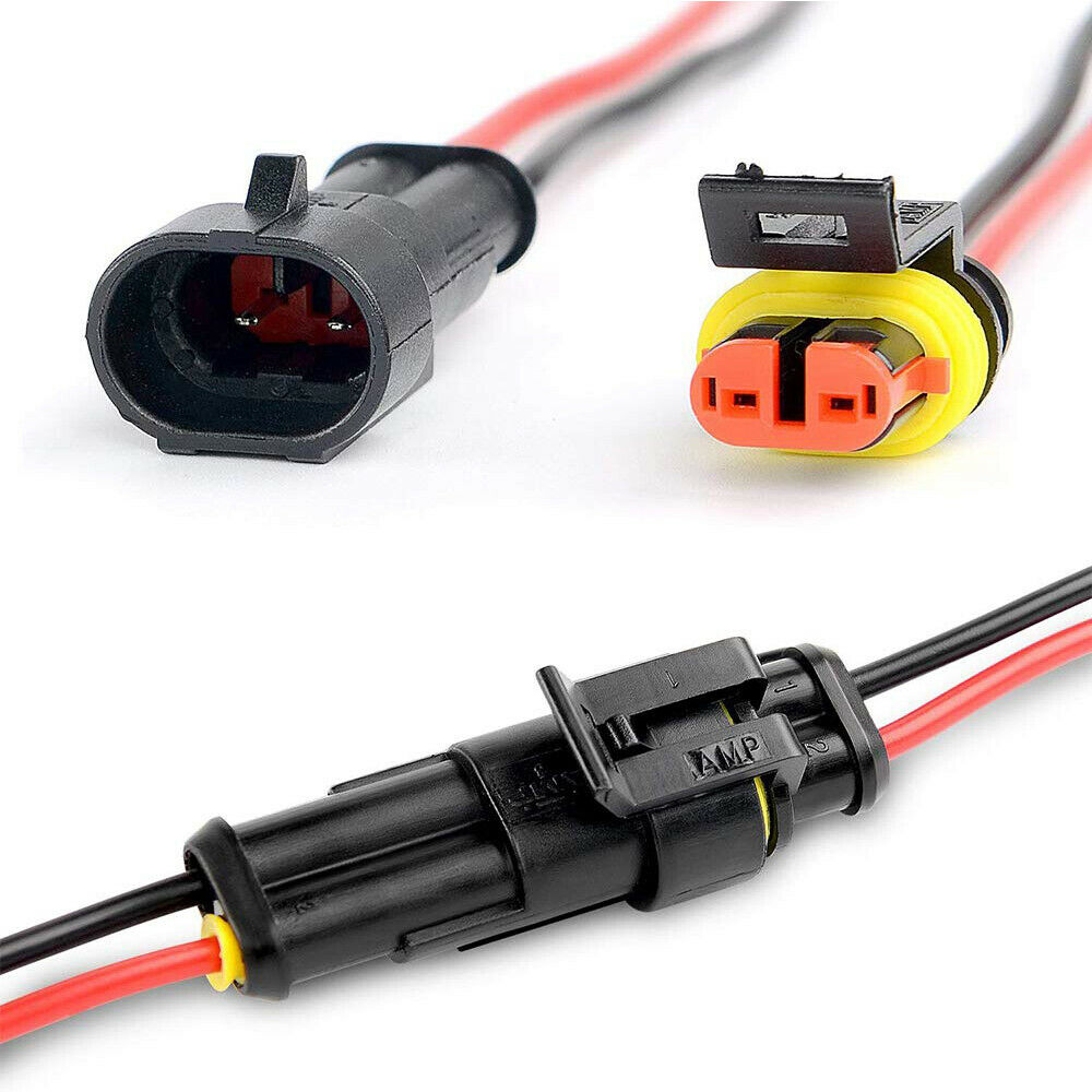 2 Pin Waterproof Car ATV Electrical Wire Sealed Connector Plug Cable 1 ...