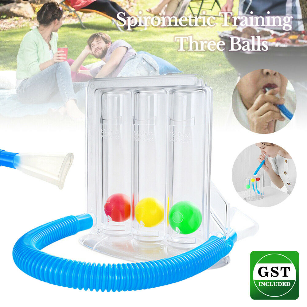 Deep Breathing Lung Exerciser TRI-BALL Meter Spirometer Trainer Safe B ...
