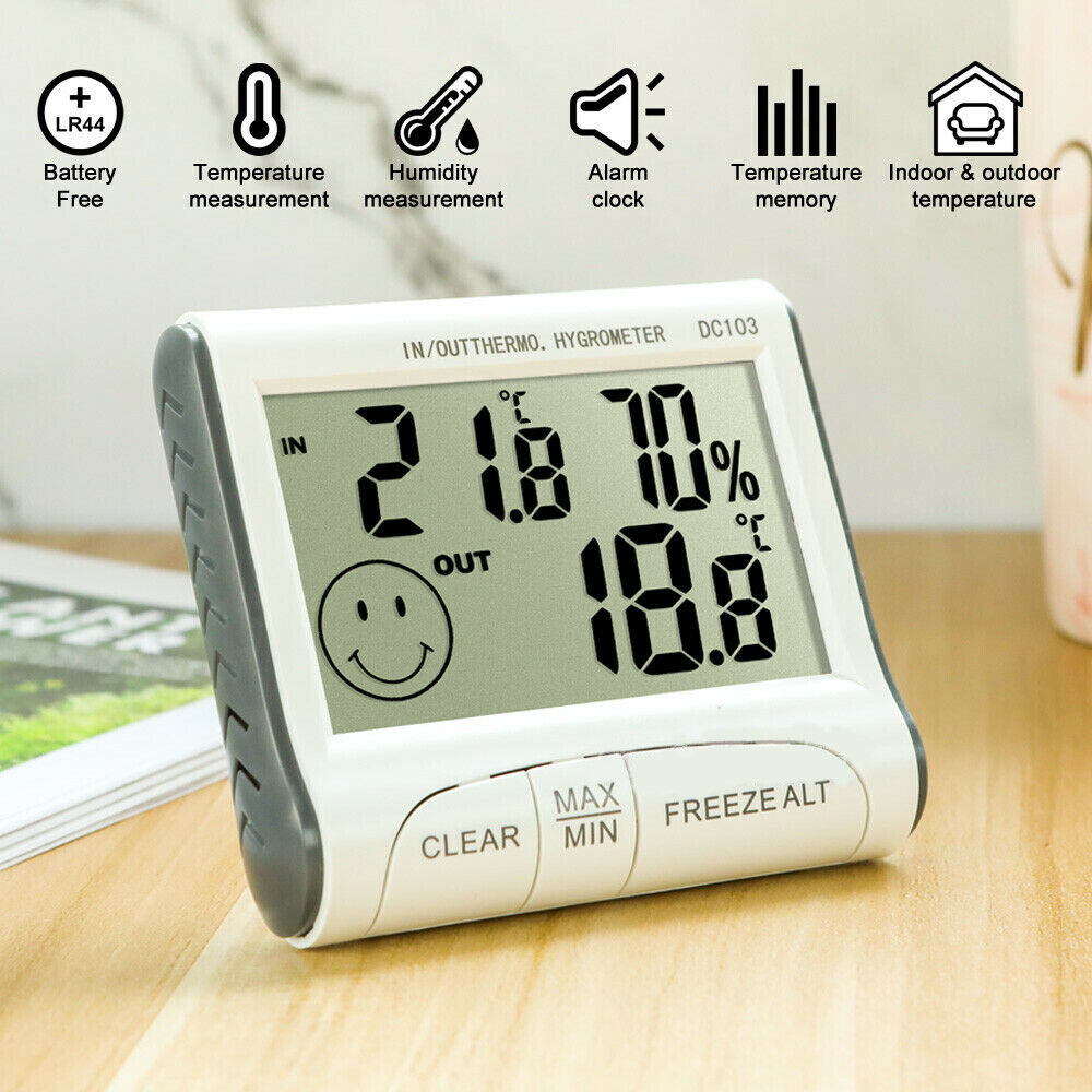 Digital Humidity Indoor Outdoor Hygrometer Thermometer Temperature Met ...