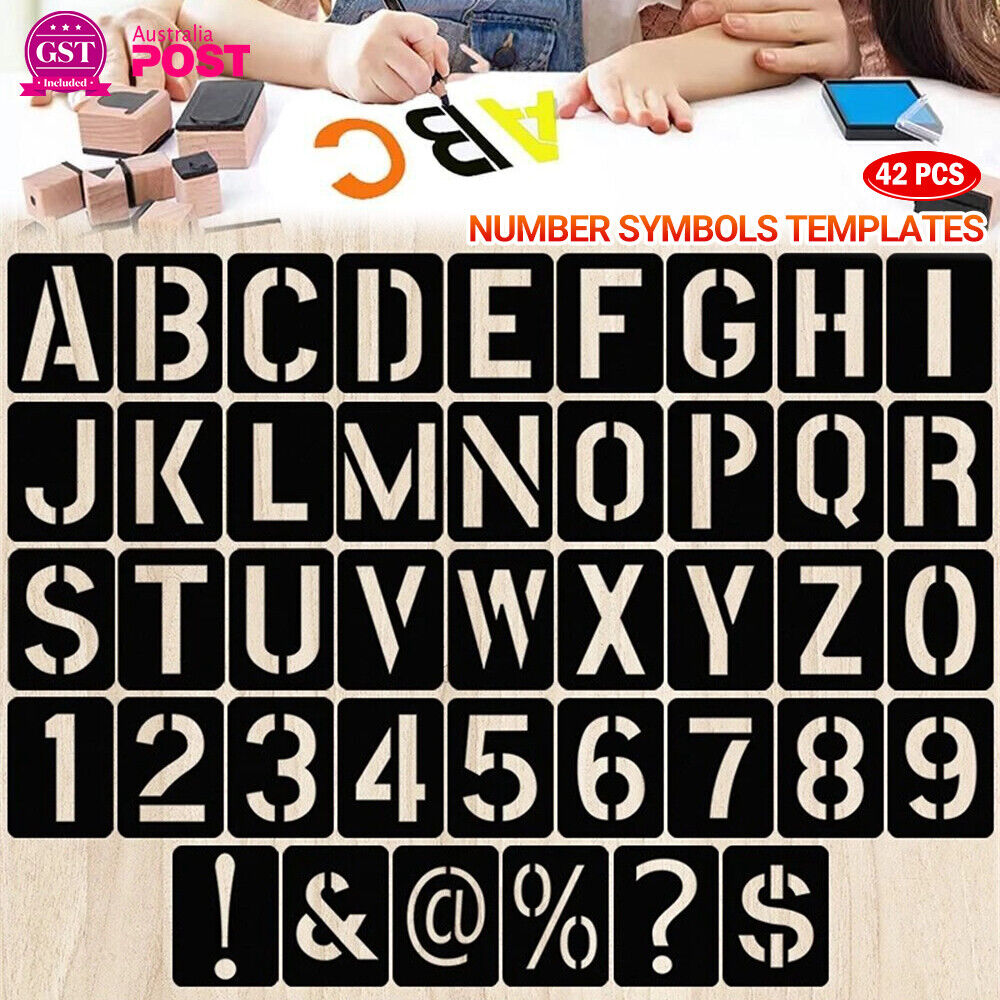 42pcs Copying Stencils Spray Painting Template Letter Number Symbols T – QTWonline