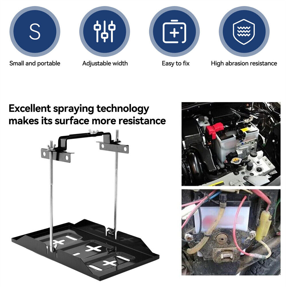 Universal Metal Car Battery Tray Adjustable Hold Down Clamp Bracket Ki ...