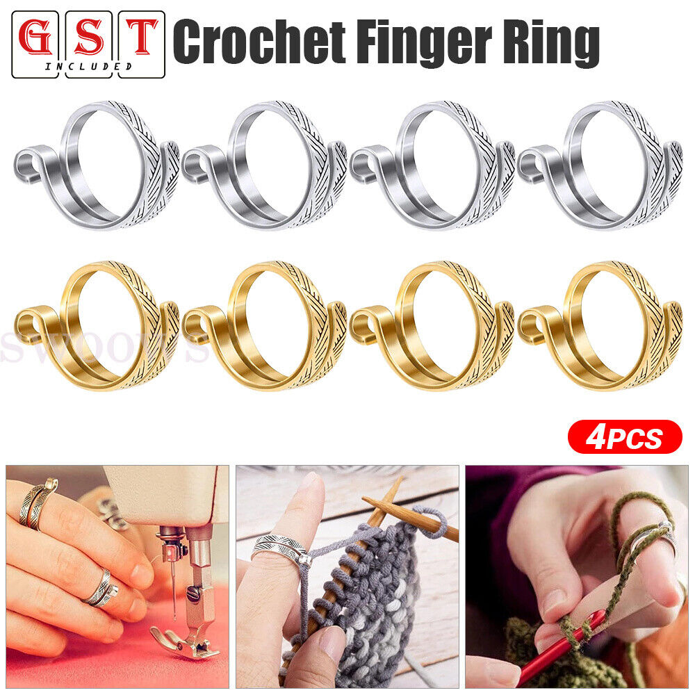 4pc Crochet Finger Ring Adjustable Crochet Tension Ring Open Yarn Guid ...