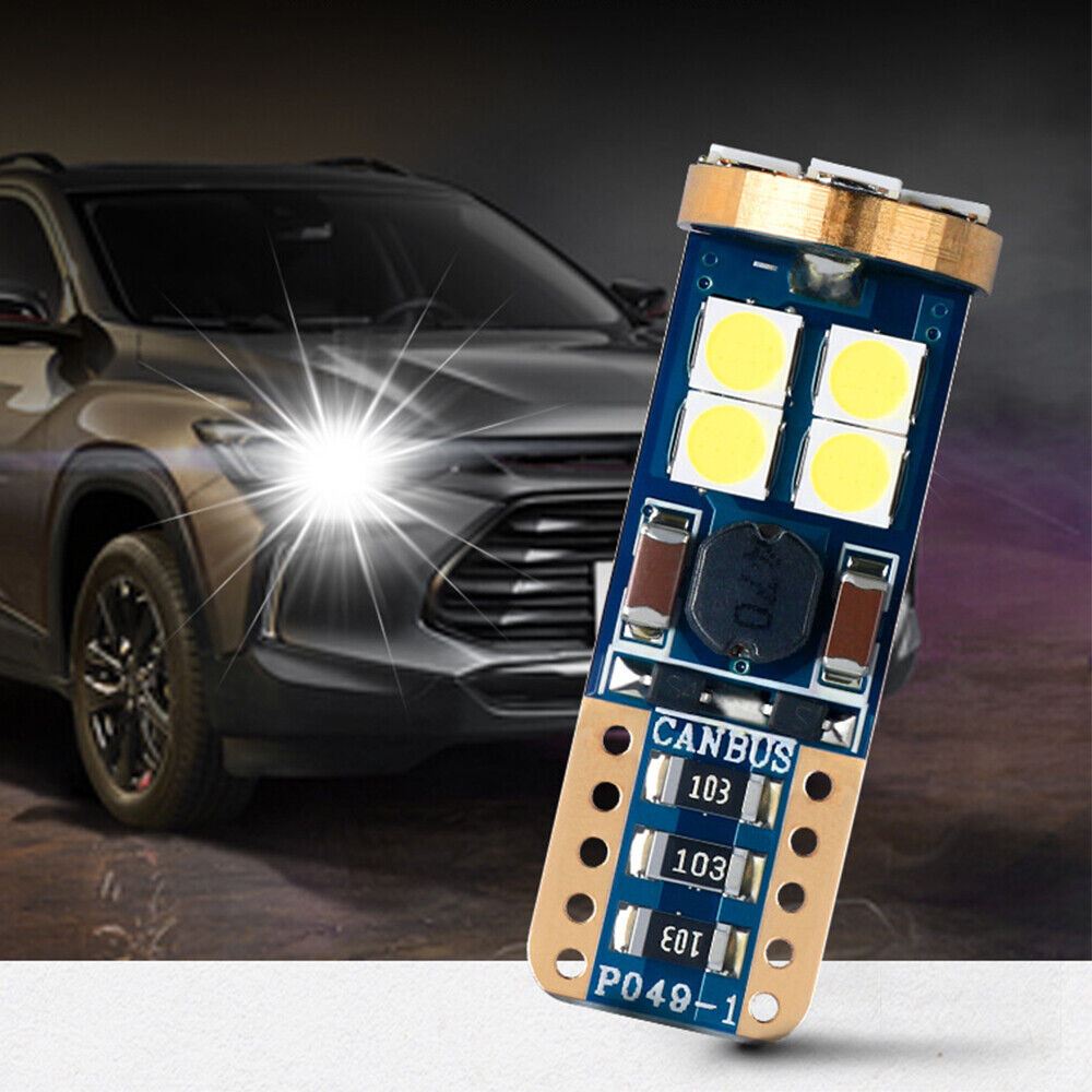 T10 Headlight Bulb Driving Light LED Display 3030 Canbus Decode White ...