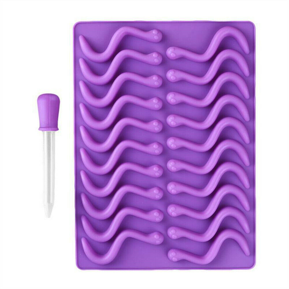 Gummie Snake Mold DIY Edible Gummy Snakes Lollies Candy Lolly Silicone ...