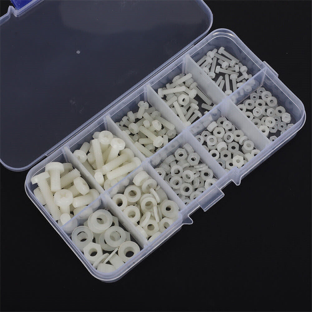 (White 270pcs Nylon Screw Set)Bolts Screws Nylon Screw Nut Bolt Assort ...